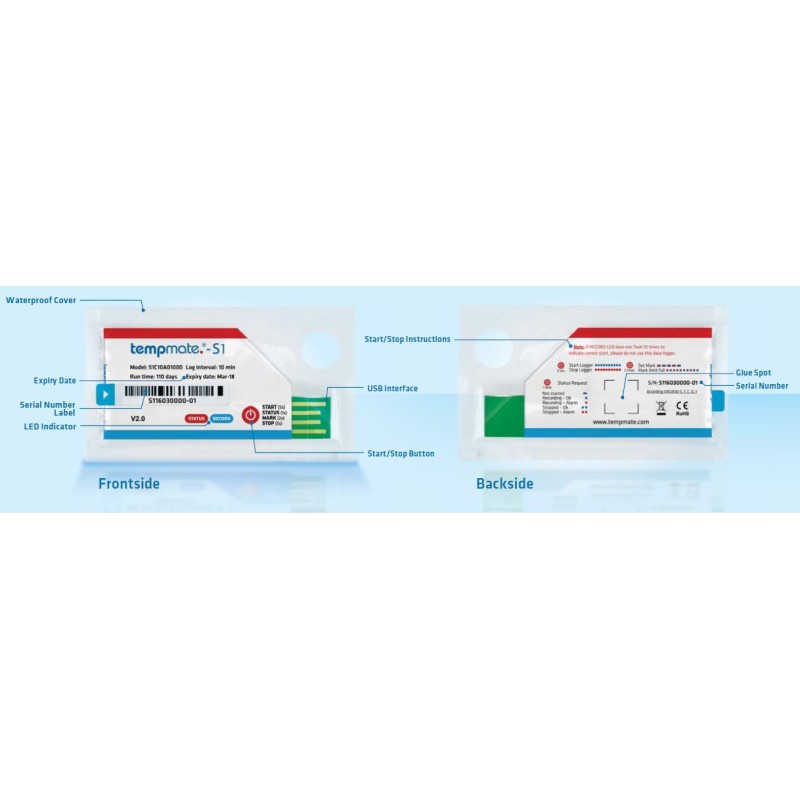 tempmate.®-S1 Single-Use Temperature Data Logger tempmateS1 TMS90CX000